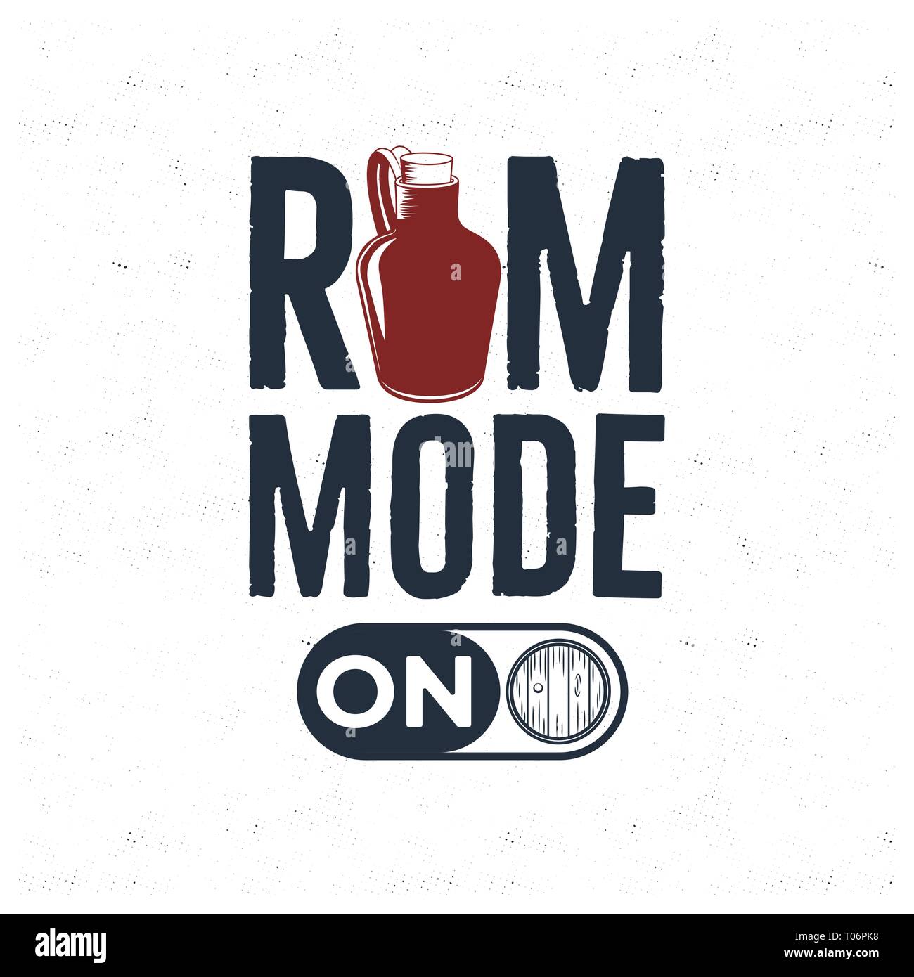 Hand drawn rum logo with bottle illustration and quote - rum mode on ...