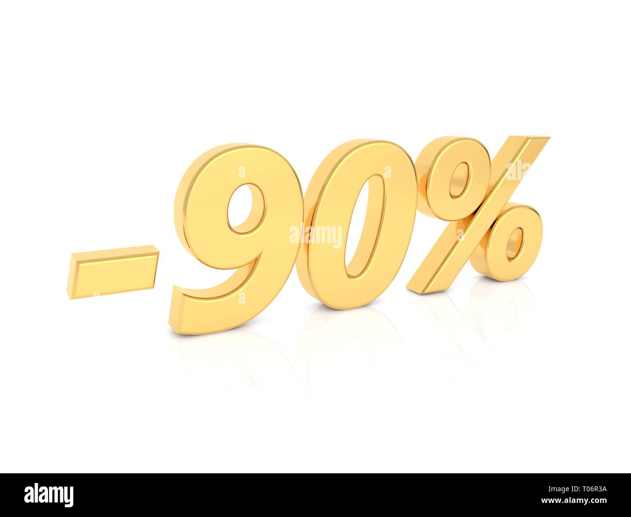 Discount - 90 percent gold numbers on a white background. 3d render ...