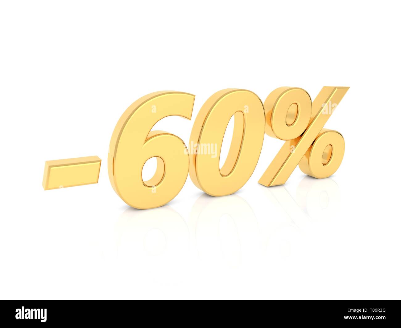 Discount - 60 percent gold numbers on a white background. 3d render ...