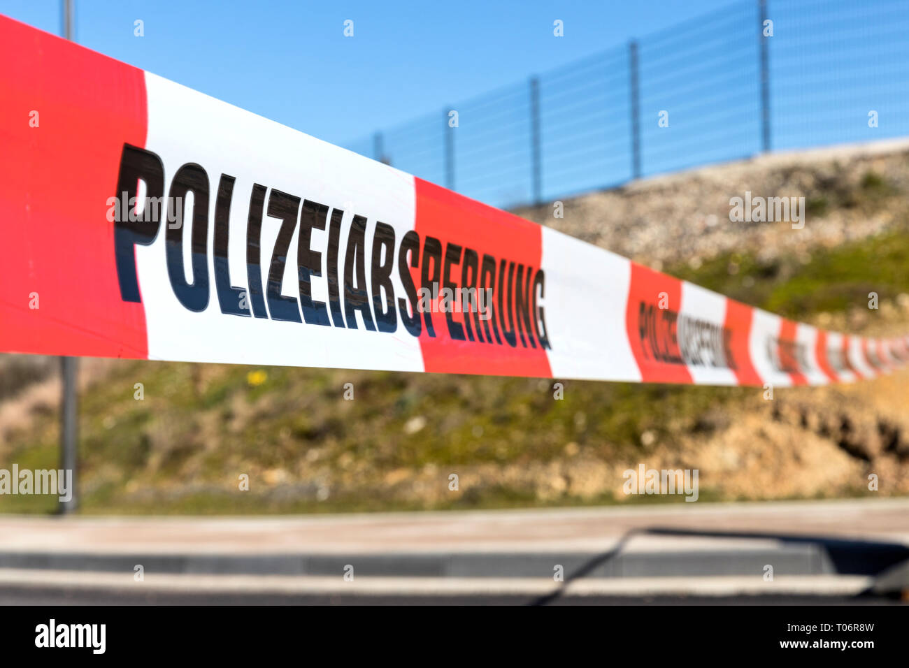 German police line at crime scene Stock Photo - Alamy