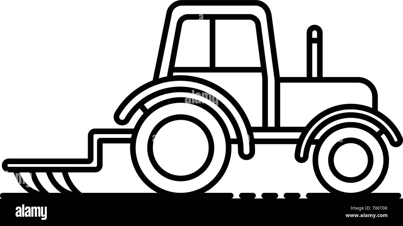Tractor with plow icon, outline style Stock Vector Image & Art - Alamy