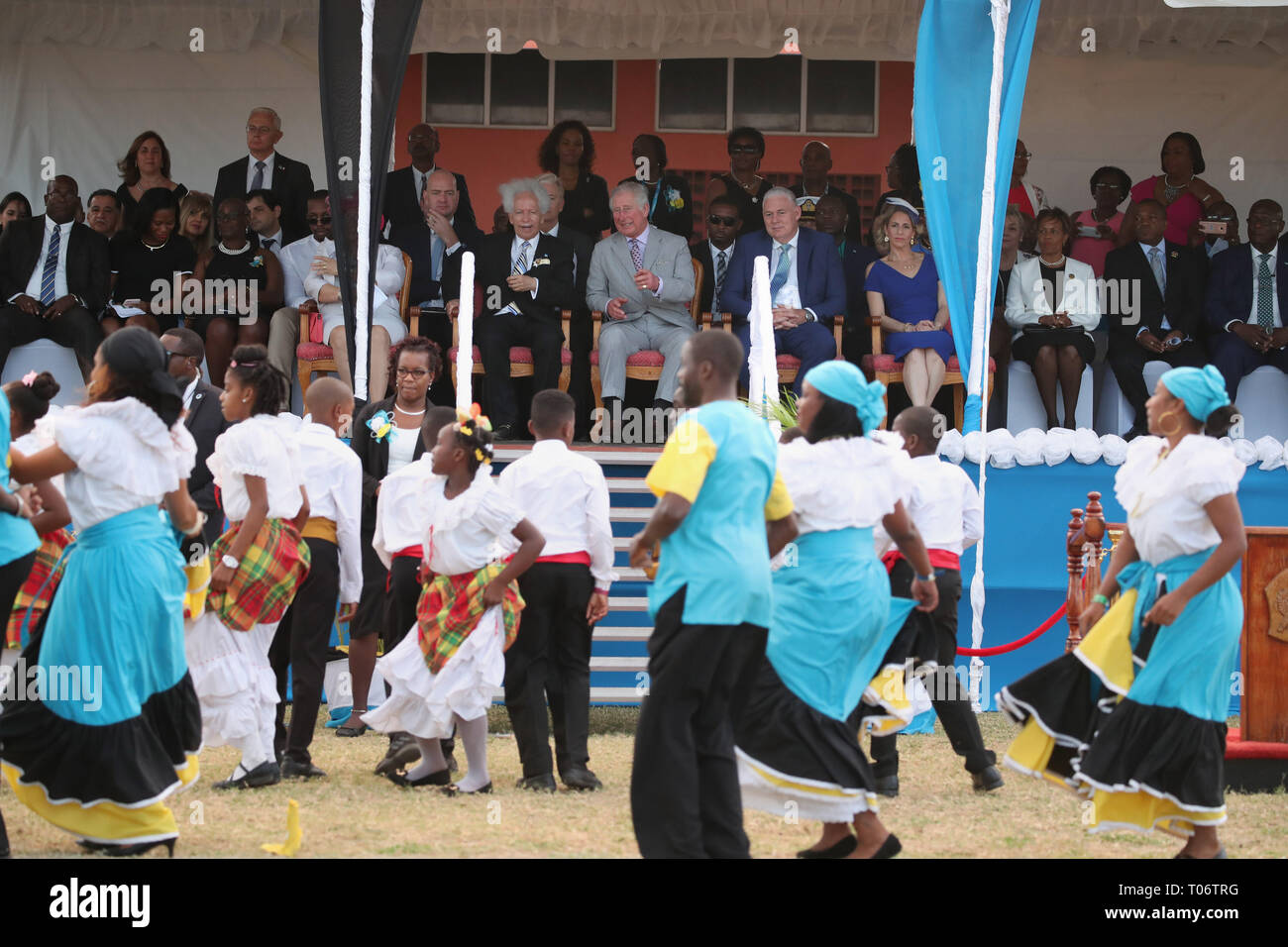 The Governor-General Emmanuel Neville Cenac (centre left) with Prime ...