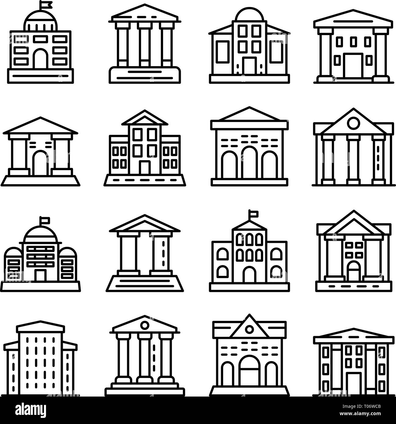 Courthouse Icons Set Outline Style Stock Vector Image And Art Alamy