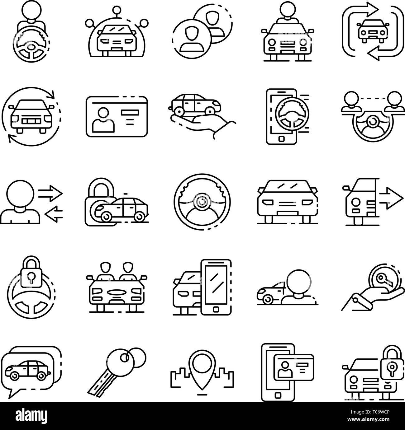 Car sharing icons set, outline style Stock Vector Image & Art - Alamy