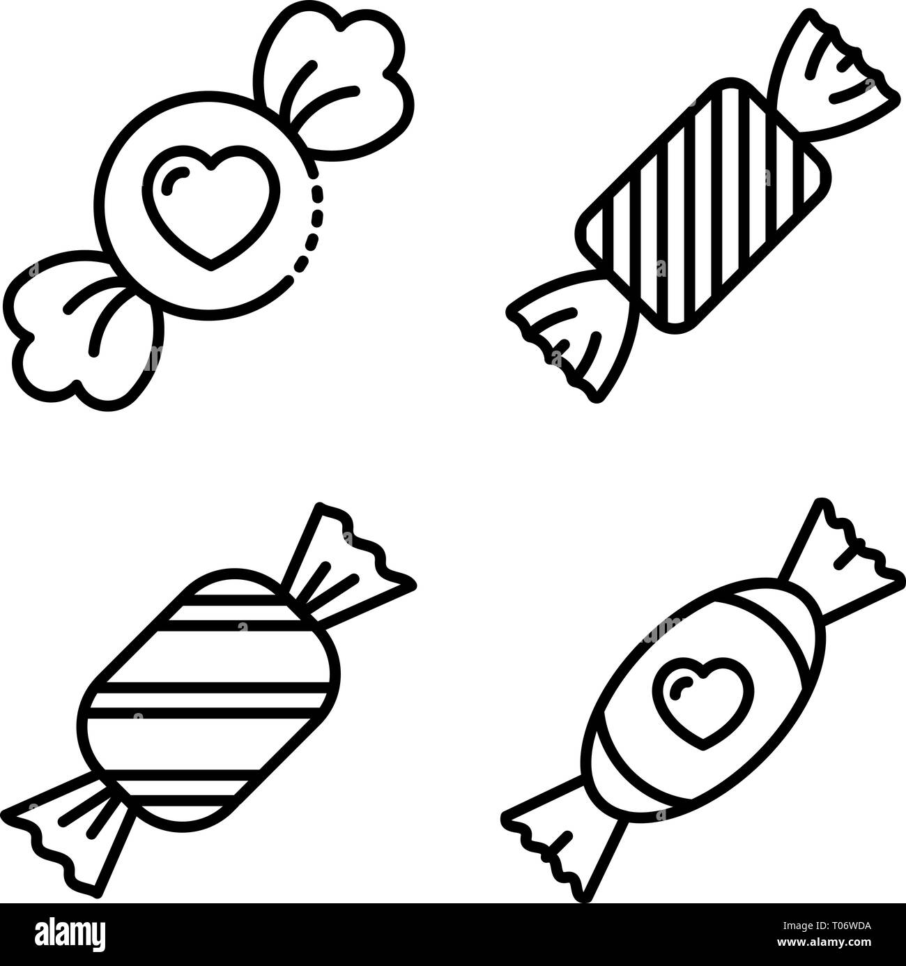 Toffee icons set, outline style Stock Vector Image & Art - Alamy