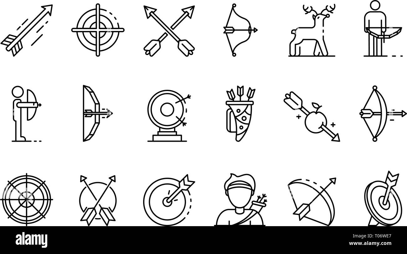 Archery icons set, outline style Stock Vector Image & Art - Alamy