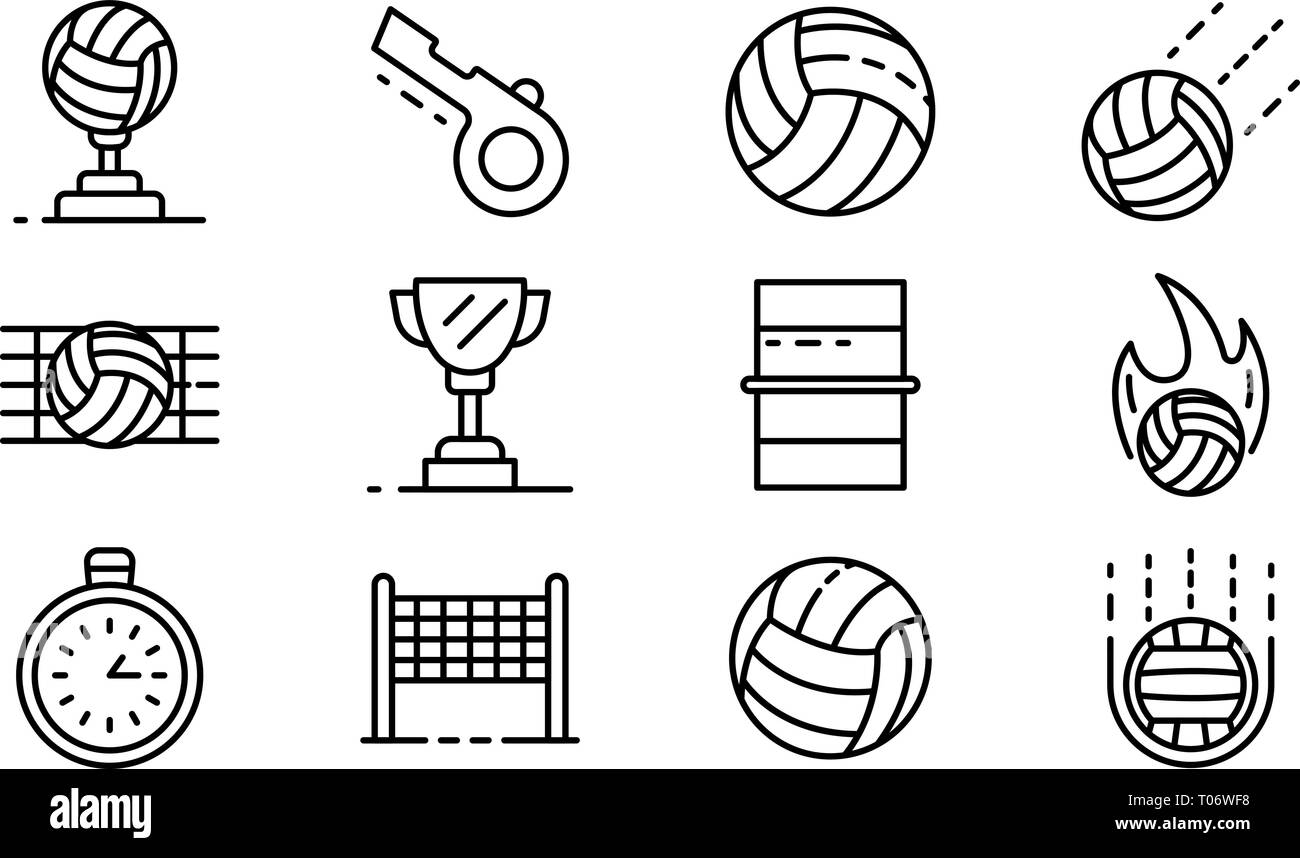 Volleyball icons set, outline style Stock Vector Image & Art - Alamy