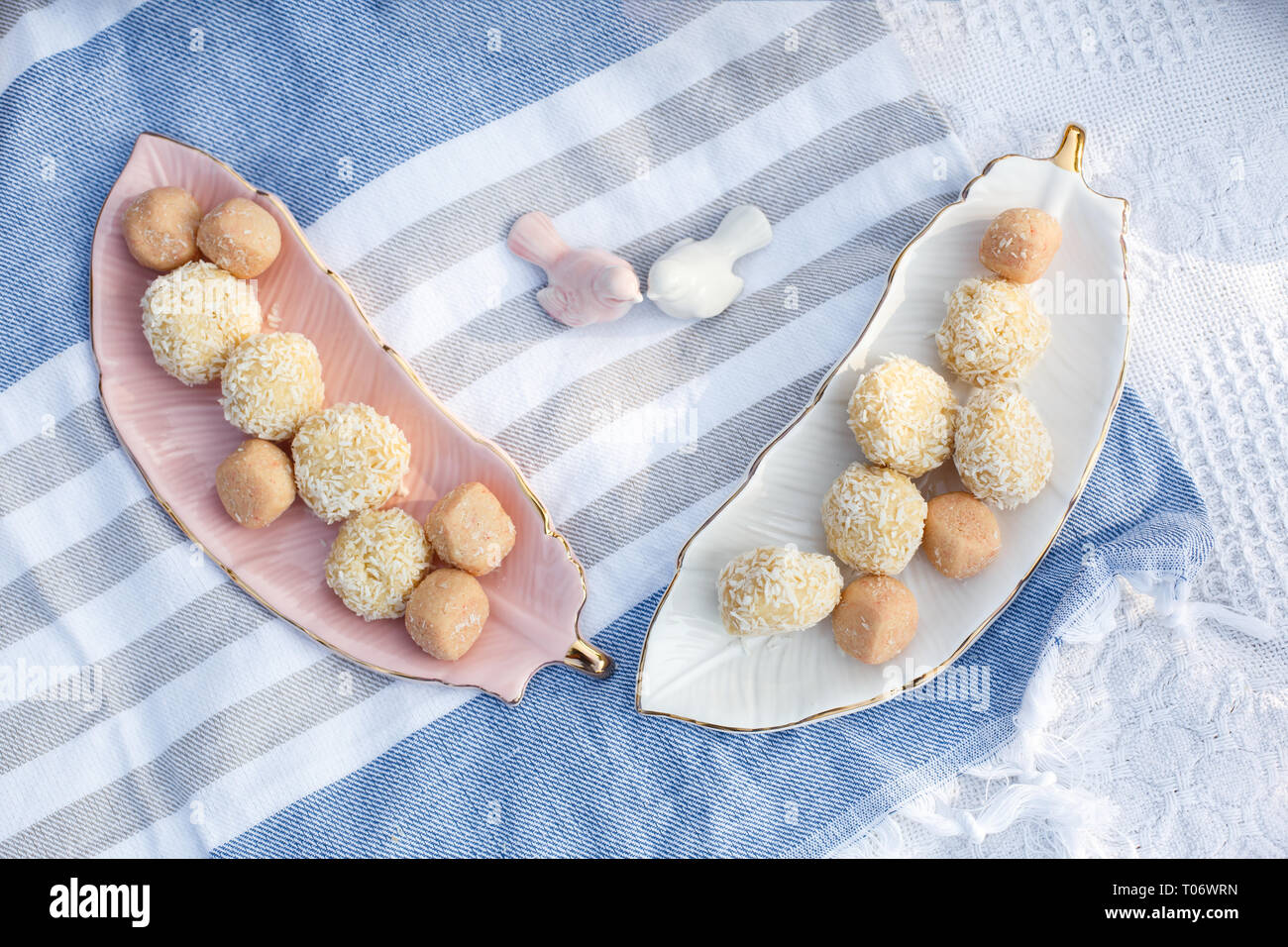 Sugar free hand made sweets layout on plates Stock Photo - Alamy