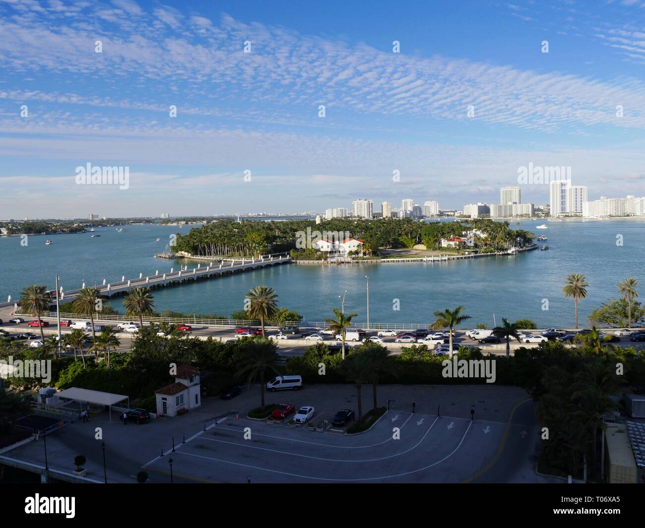 MIAMI, FLORIDA, USA—JANUARY 2018: View of Miami coast line with Star ...