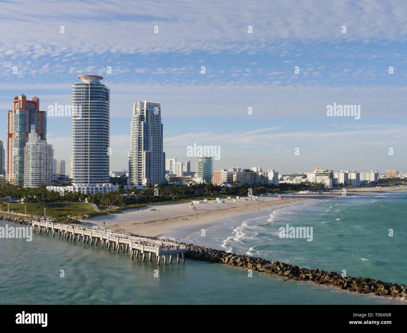 MIAMI, FLORIDA, USA—JANUARY 2018: Wide shot of high rise buildings in ...