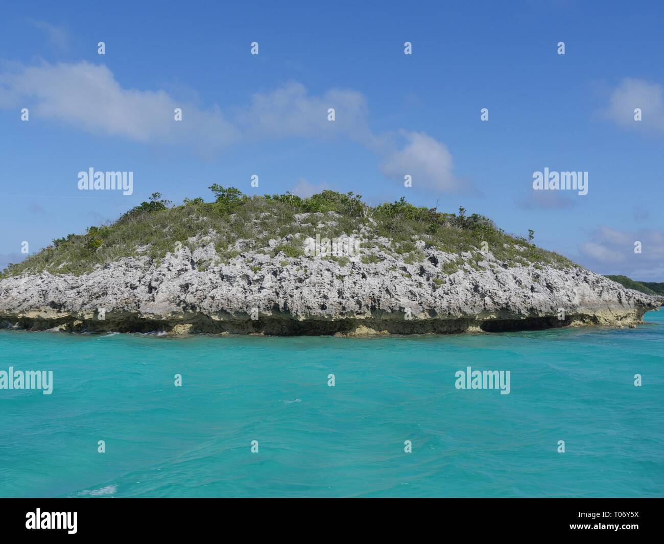 Beautiful rock island nestled in the middle of the Exuma Cays with its ...