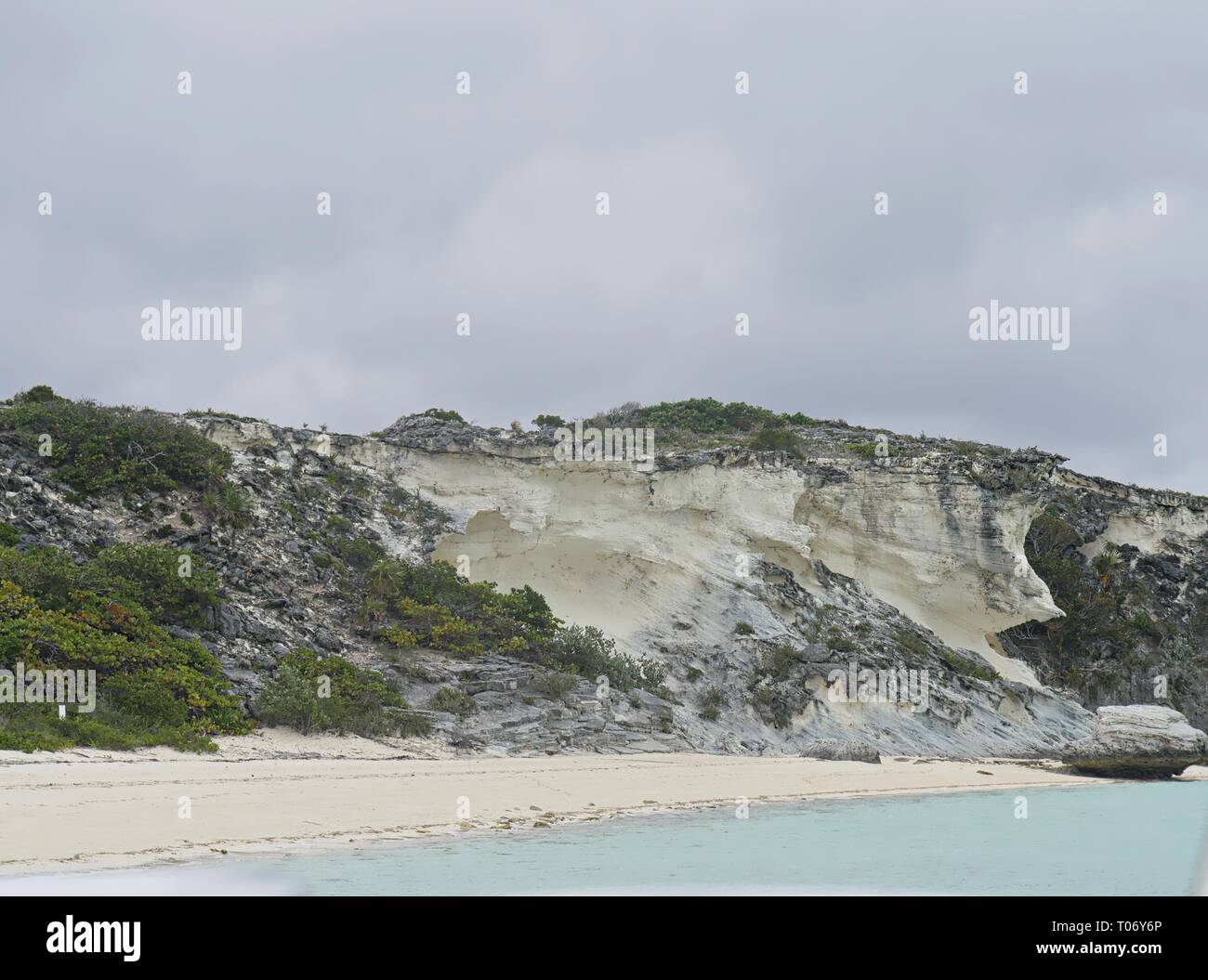 Close up of the cliffs and boulders in one fo the islands in the Exuma ...