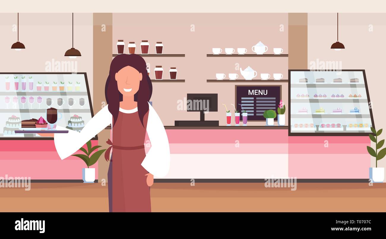 Woman at work with tray Stock Vector Images - Alamy