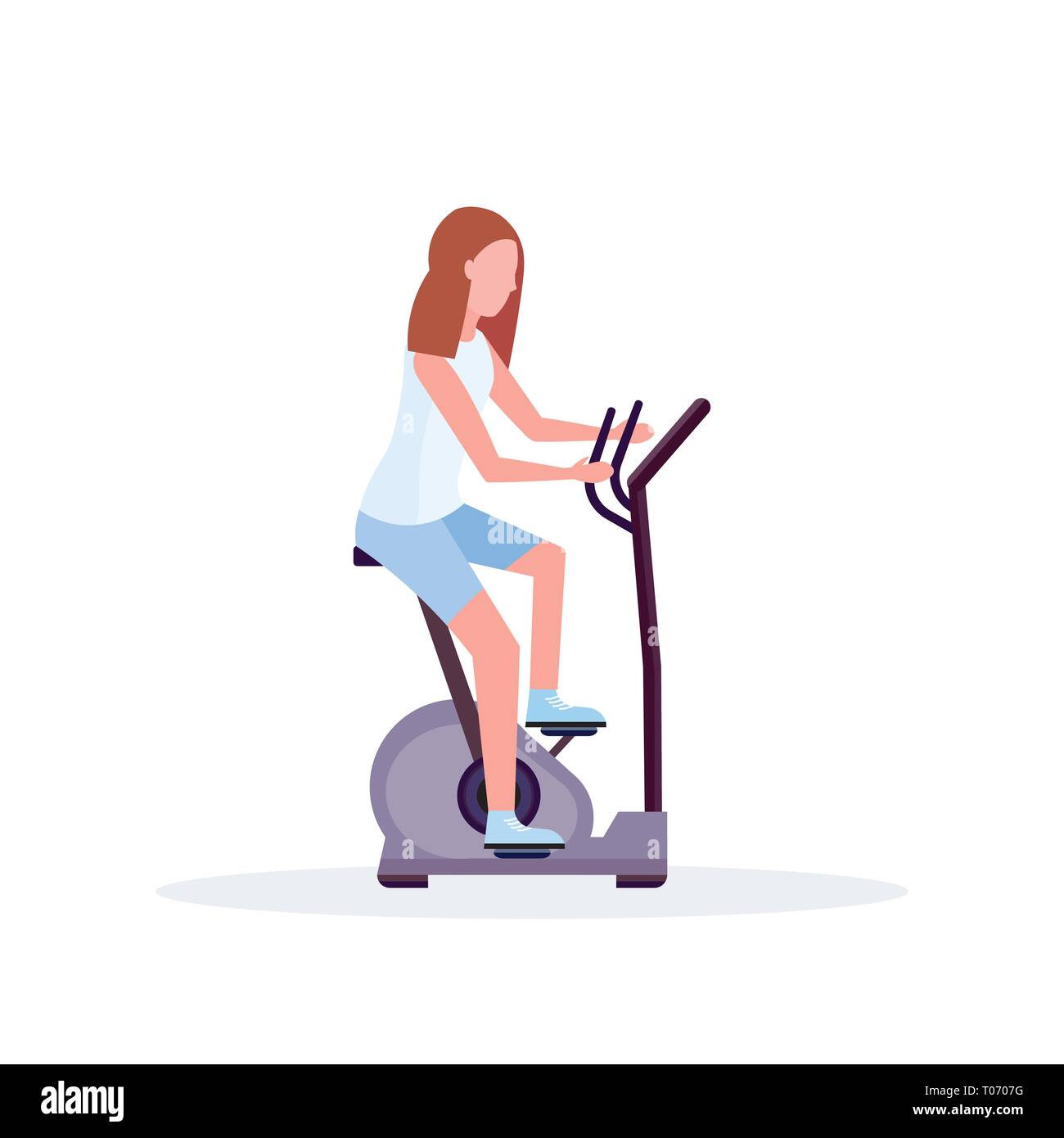 woman training exercise bike sportswoman riding stationary bicycle girl ...