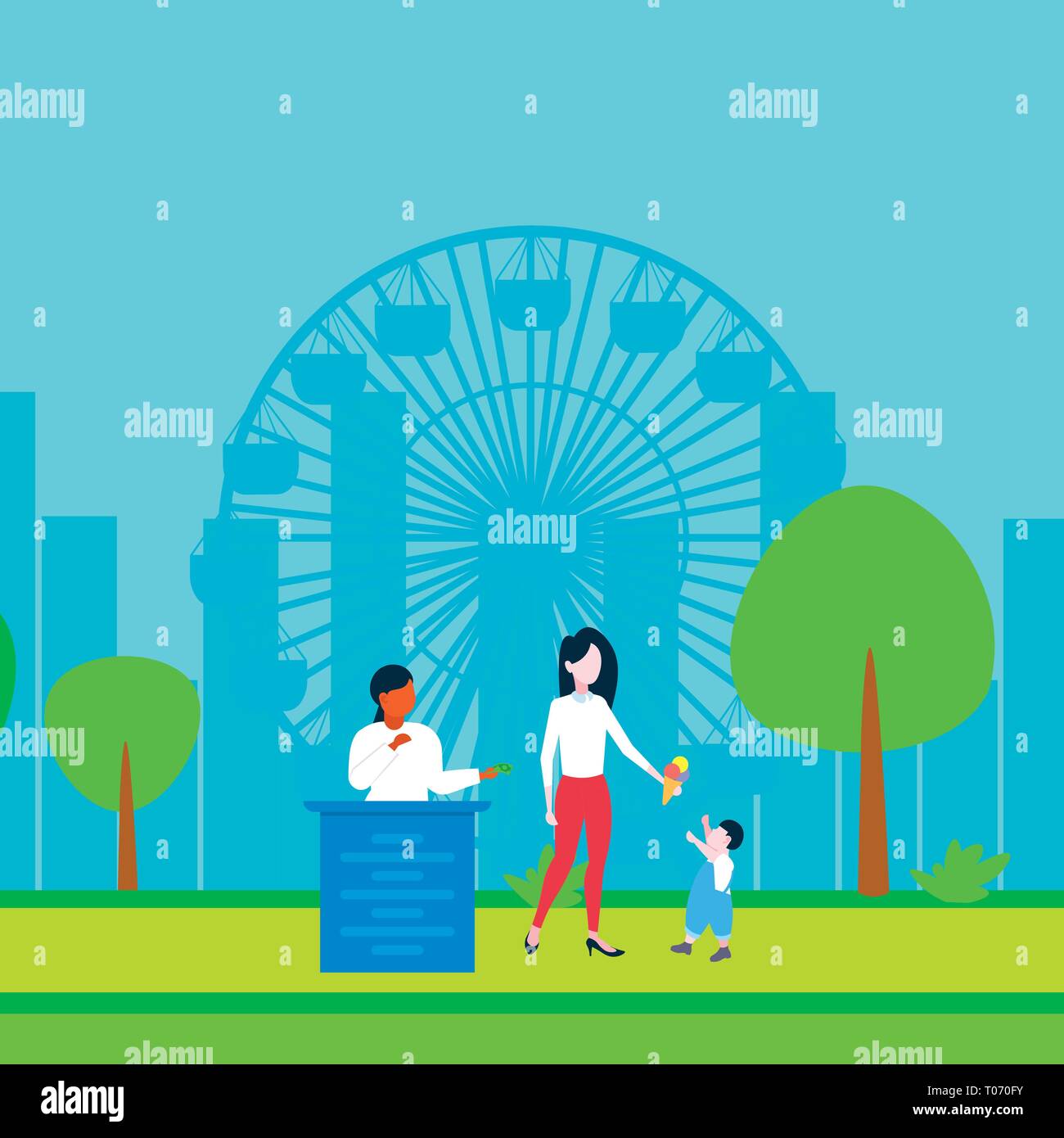 Woman buying ice cream Stock Vector Images - Alamy