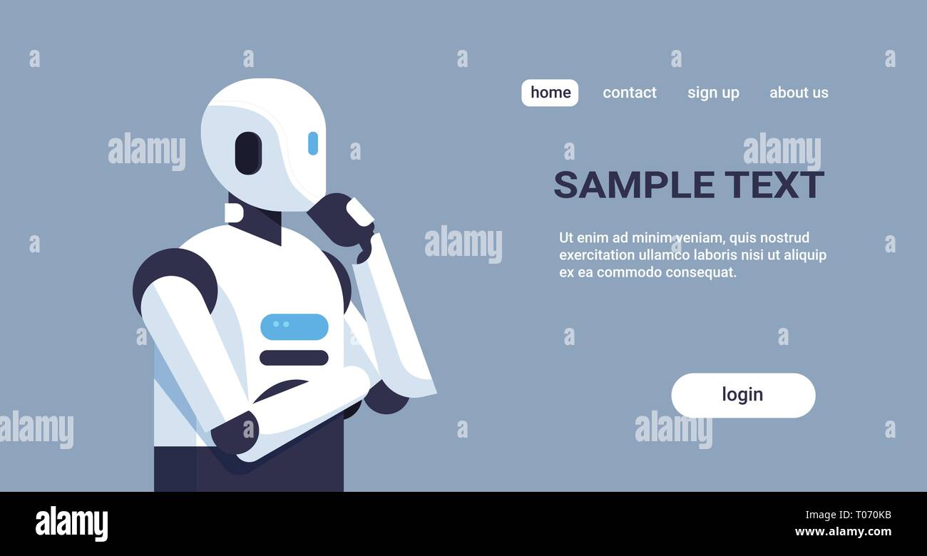 modern robot thinking humanoid holding hand chin pondering artificial ... modern robot thinking humanoid holding hand chin pondering artificial ...