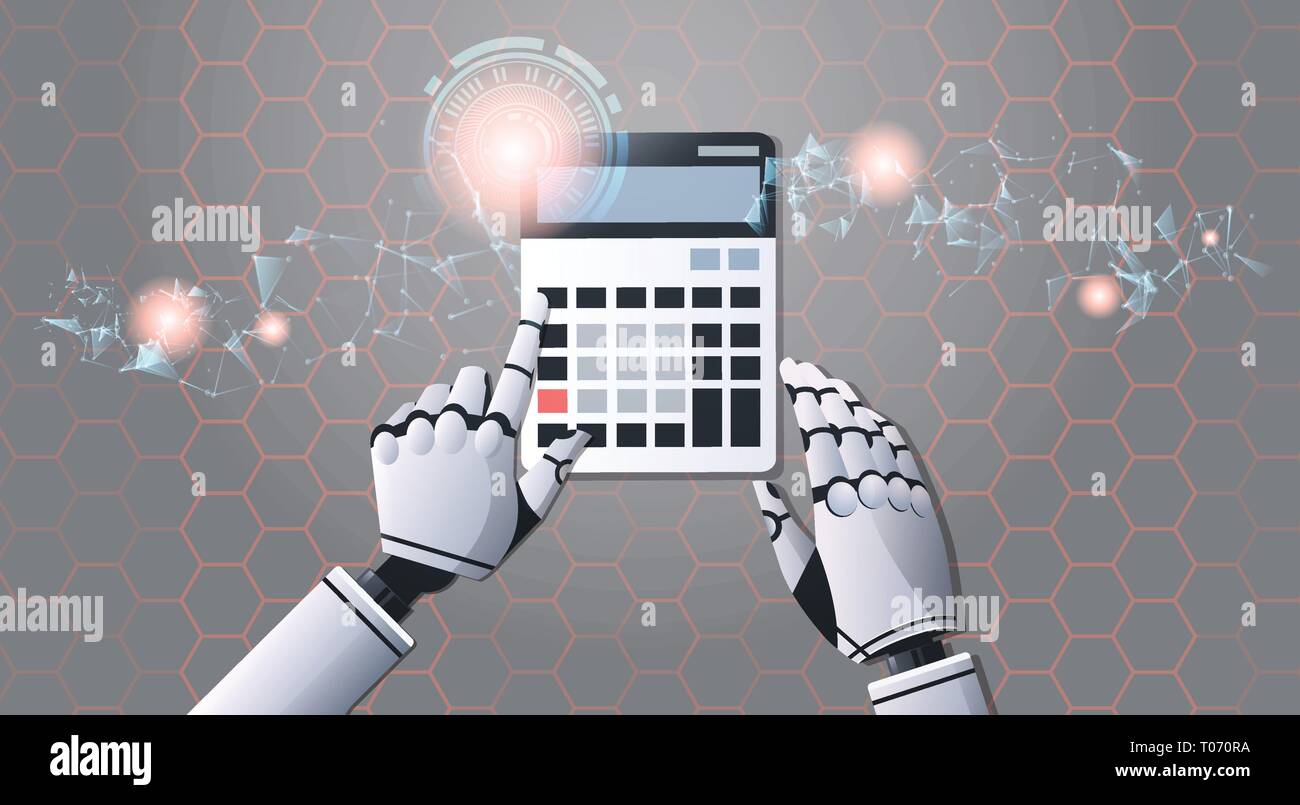 Robotic hand calculator Stock Vector Images - Alamy