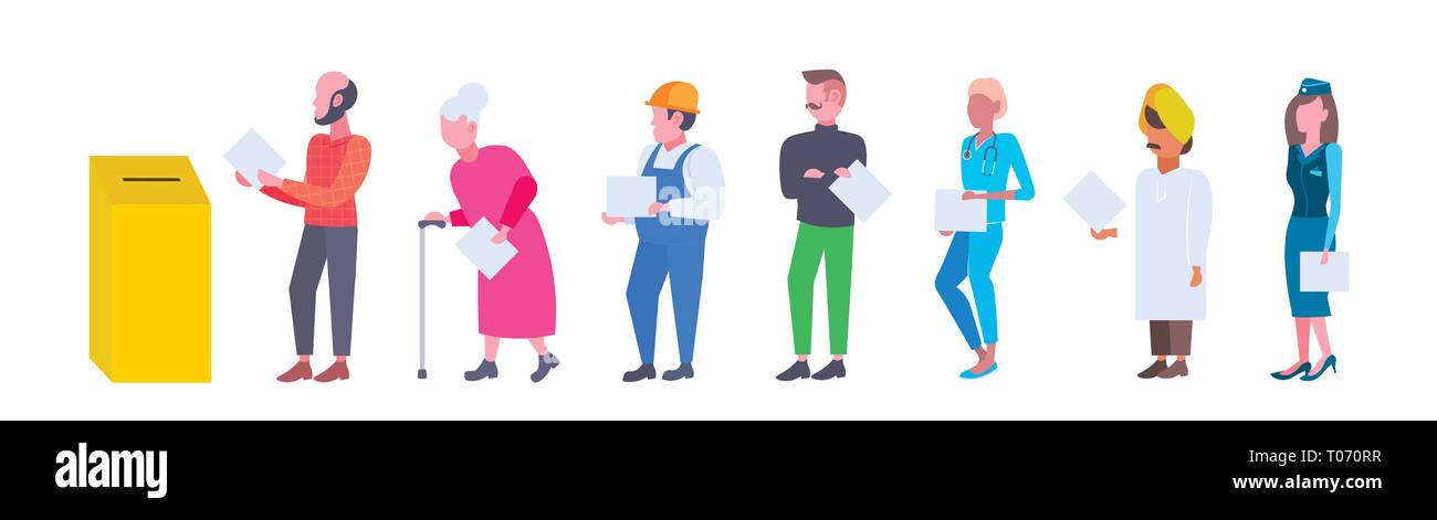 election day concept different occupations voters casting ballots at ...