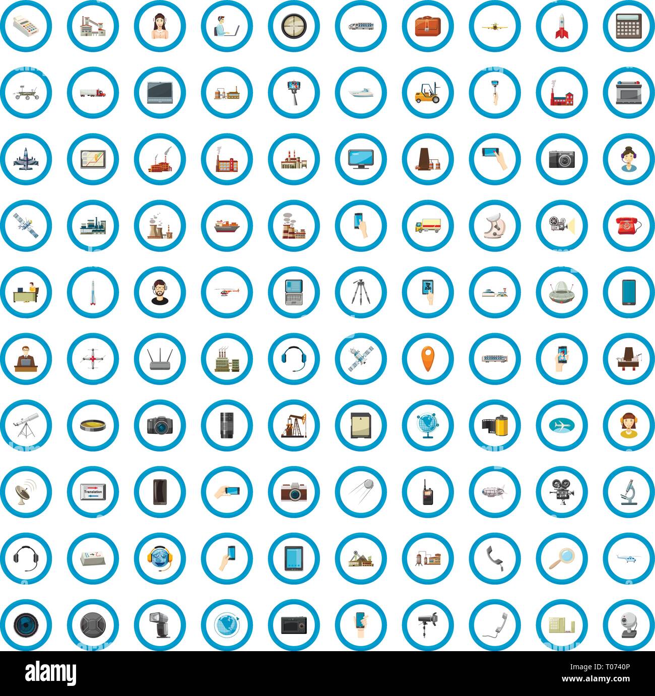 100 hi-tech icons set, cartoon style Stock Vector Image & Art - Alamy