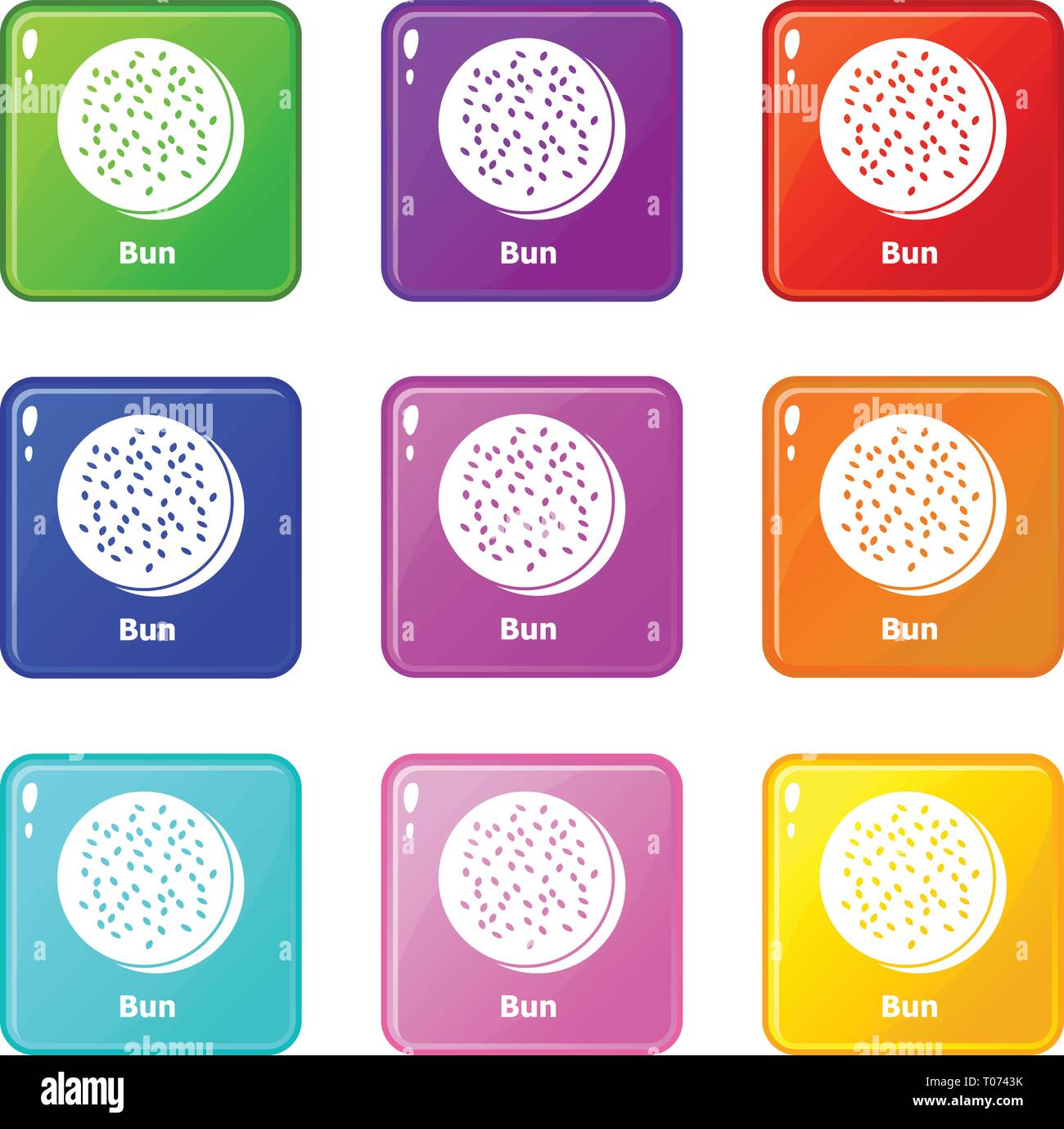 Bun icons set 9 color collection Stock Vector Image & Art - Alamy