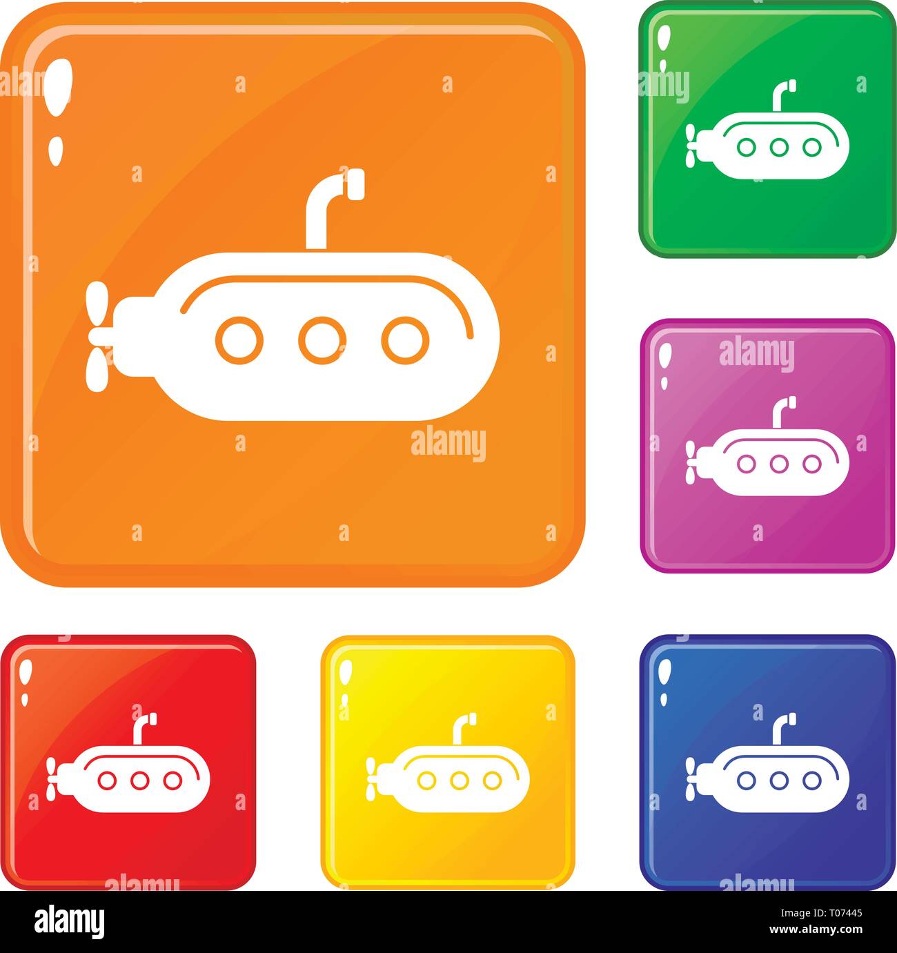 Submarine with periscope icons set vector color Stock Vector Image ...