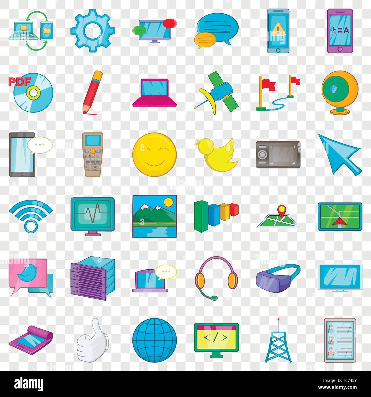 Computer information icons set, cartoon style Stock Vector Image & Art ...