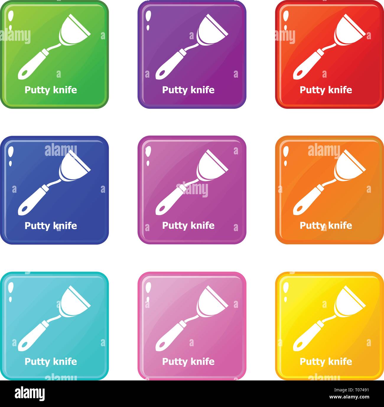 Putty knife icons set 9 color collection Stock Vector Image & Art - Alamy
