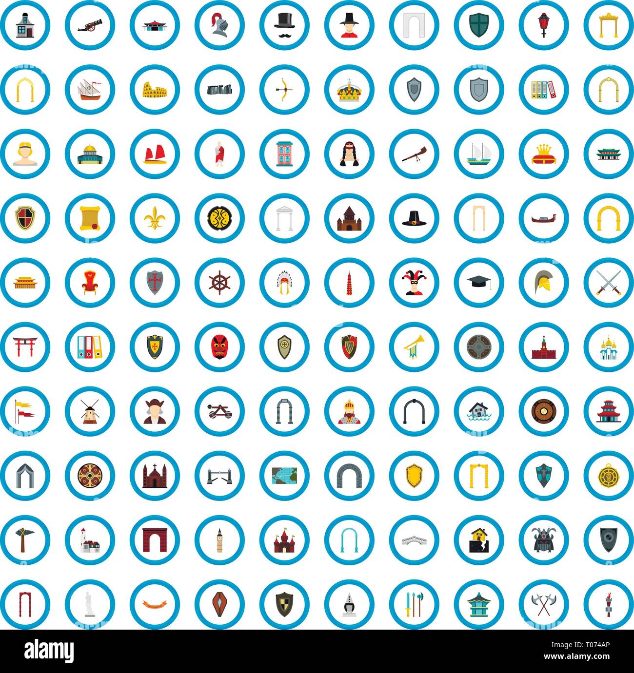 100 history icons set, flat style Stock Vector Image & Art - Alamy