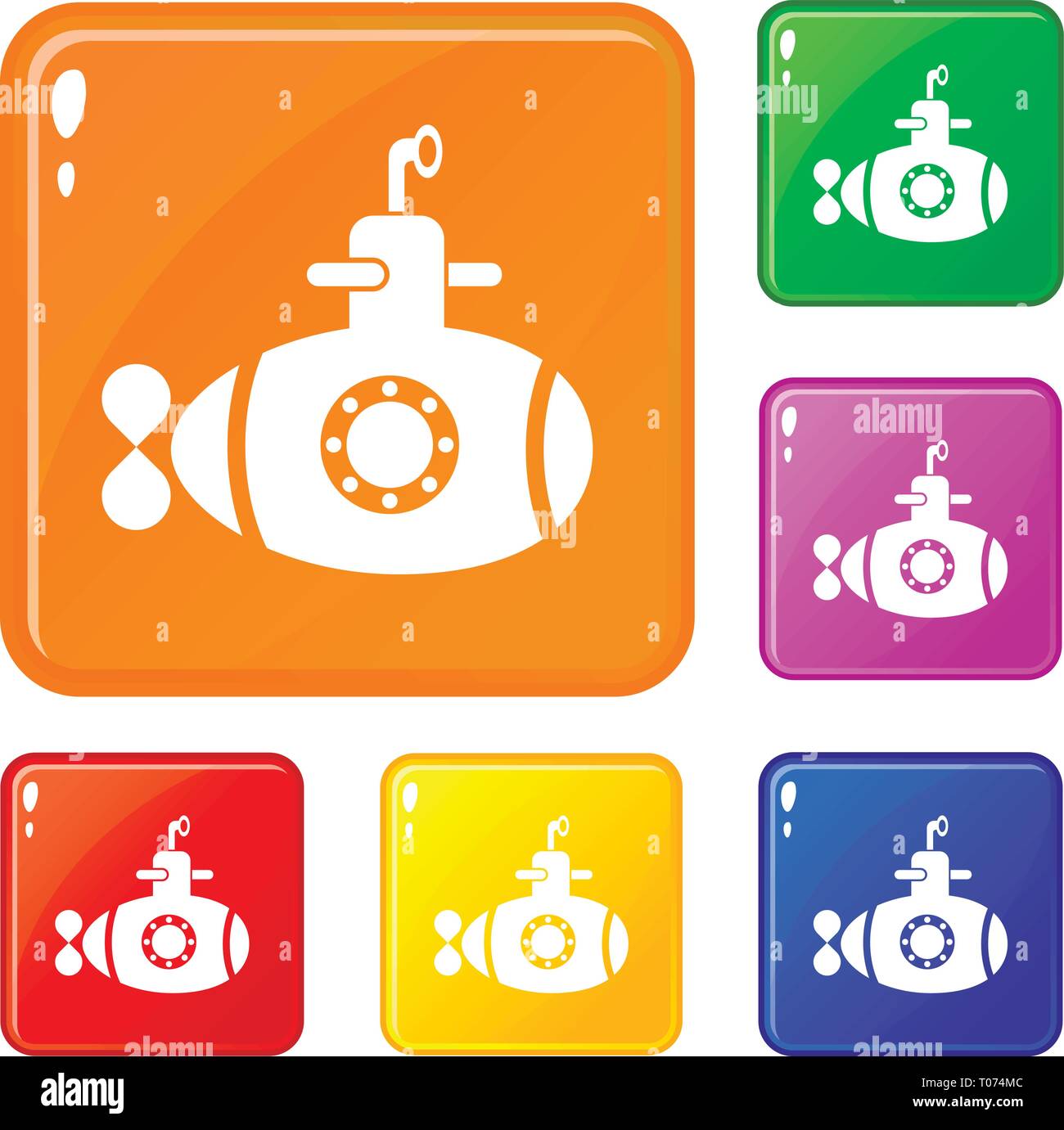 Bathyscaphe with hatch icons set vector color Stock Vector Image & Art ...