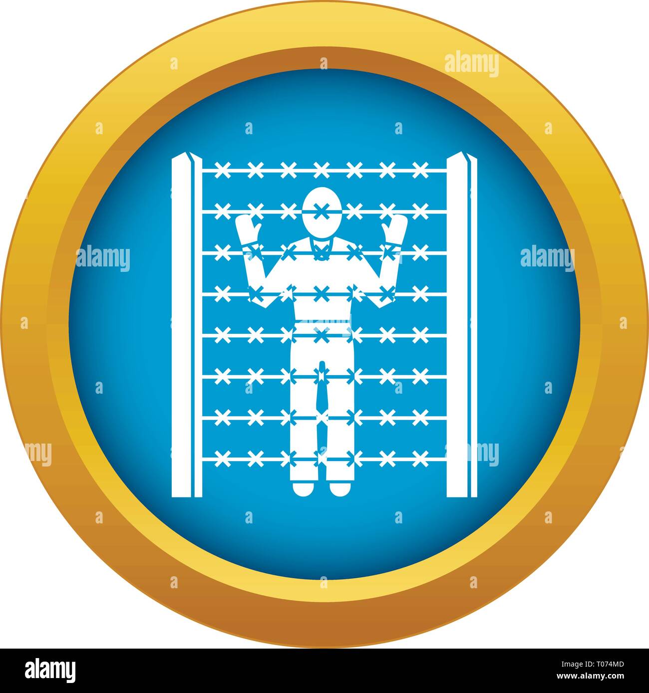 Migrant man at border icon blue vector isolated Stock Vector Image ...