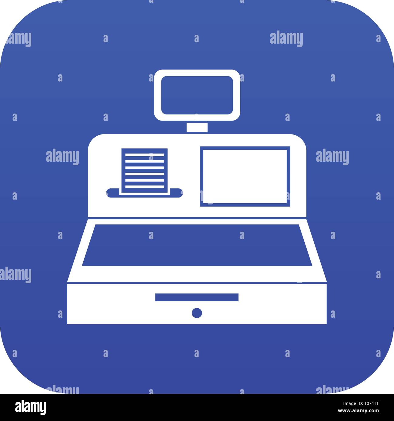 Cash register with cash drawer icon digital blue Stock Vector Image ...