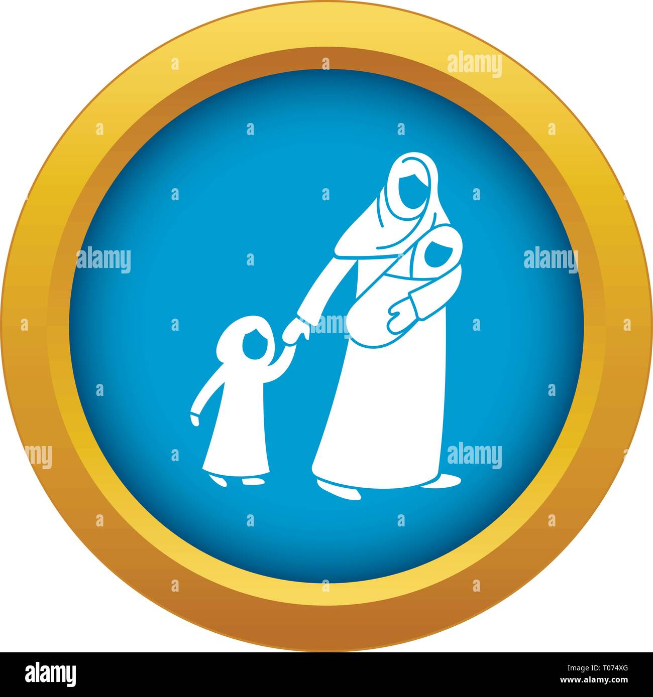 Refugee mother children icon blue vector isolated Stock Vector Image ...