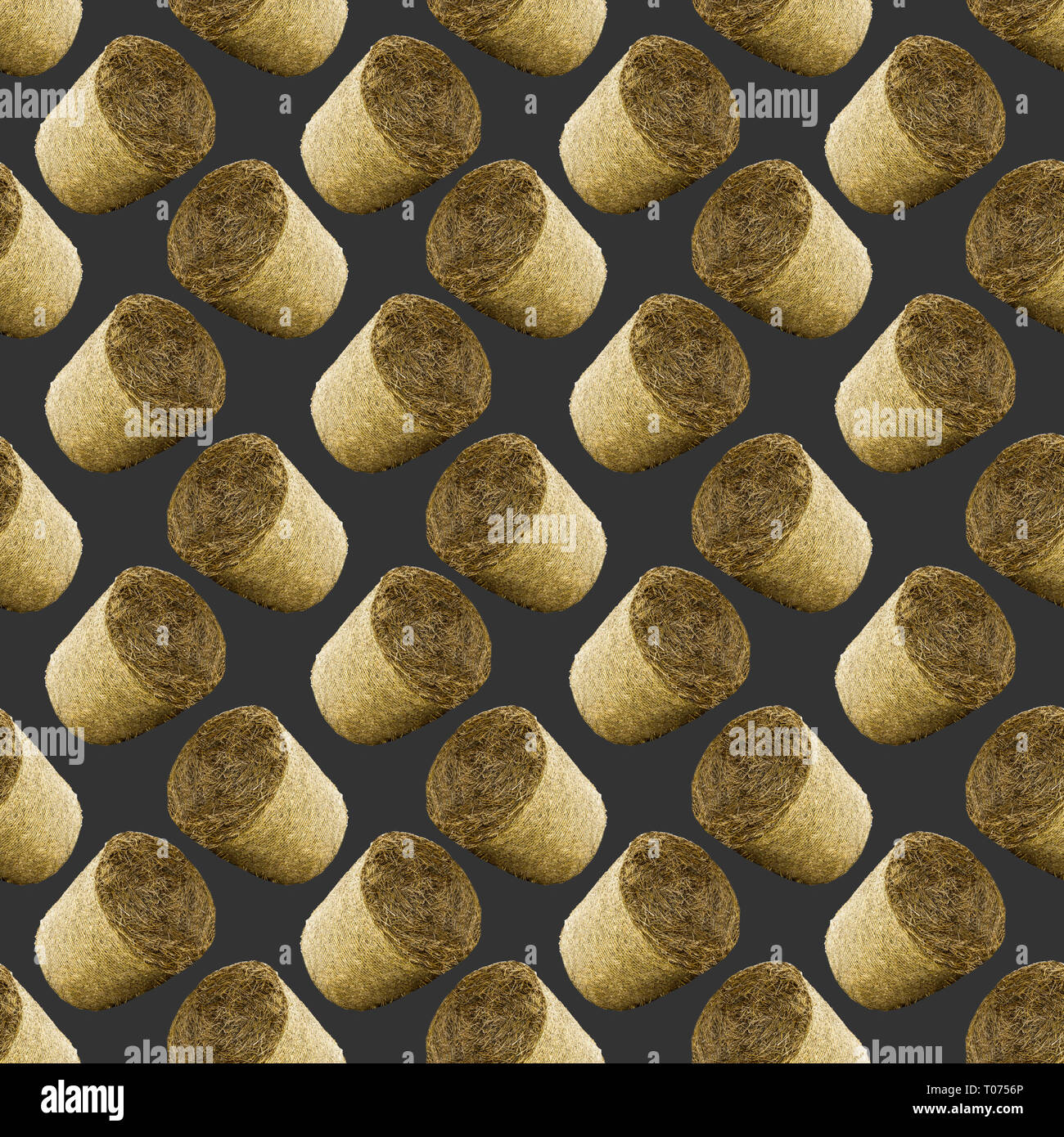 Raster seamless pattern. Bales of s straw on a black background. Site ...