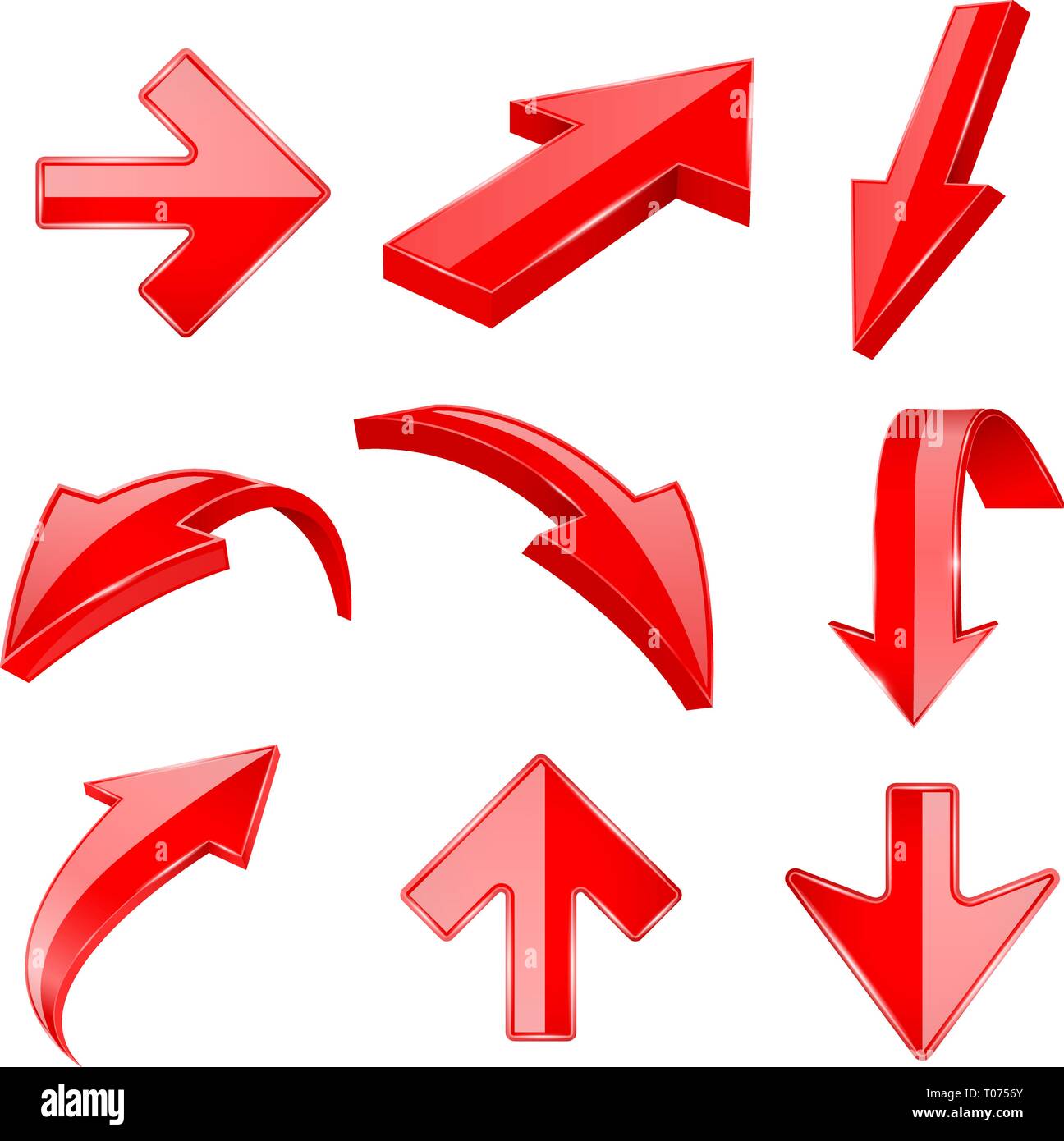 Red 3d shiny arrows. Up and down Stock Vector Image & Art - Alamy