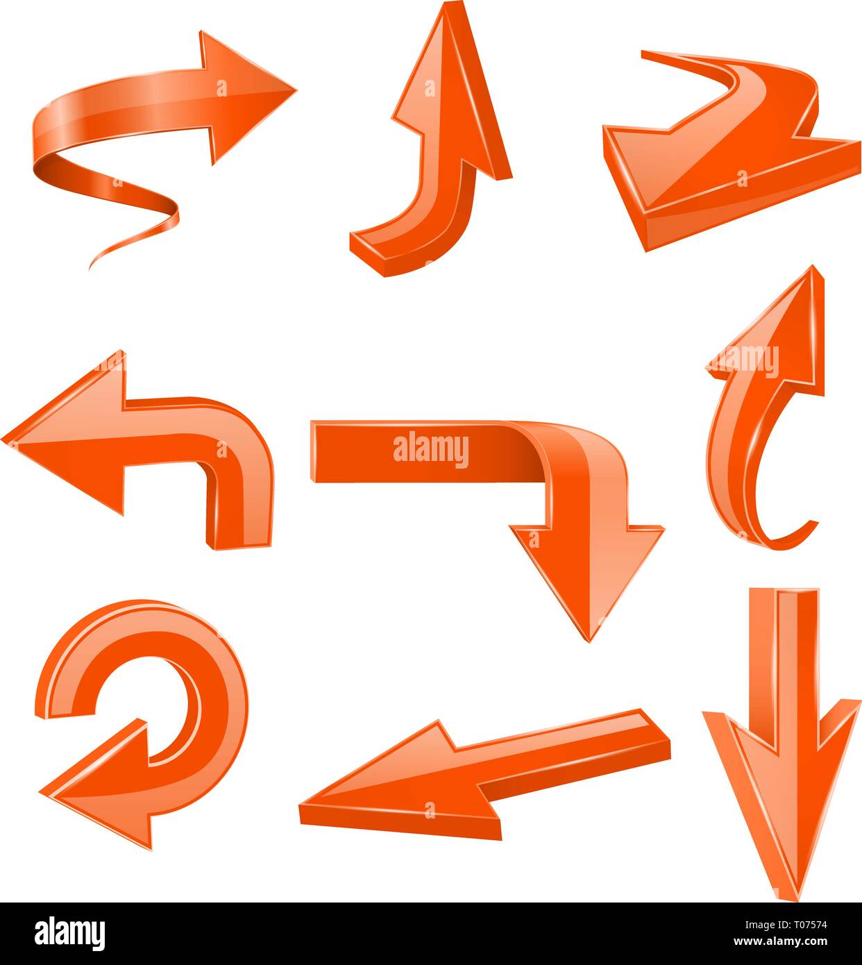 Orange set arrows. 3d shiny icons Stock Vector Image & Art - Alamy
