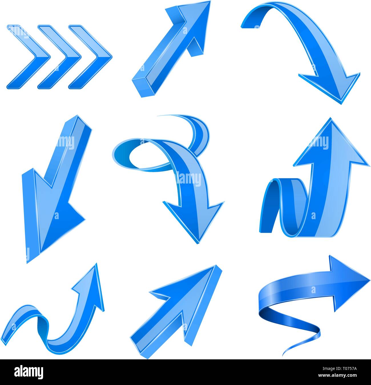 Blue 3d shiny arrows Stock Vector Image & Art - Alamy