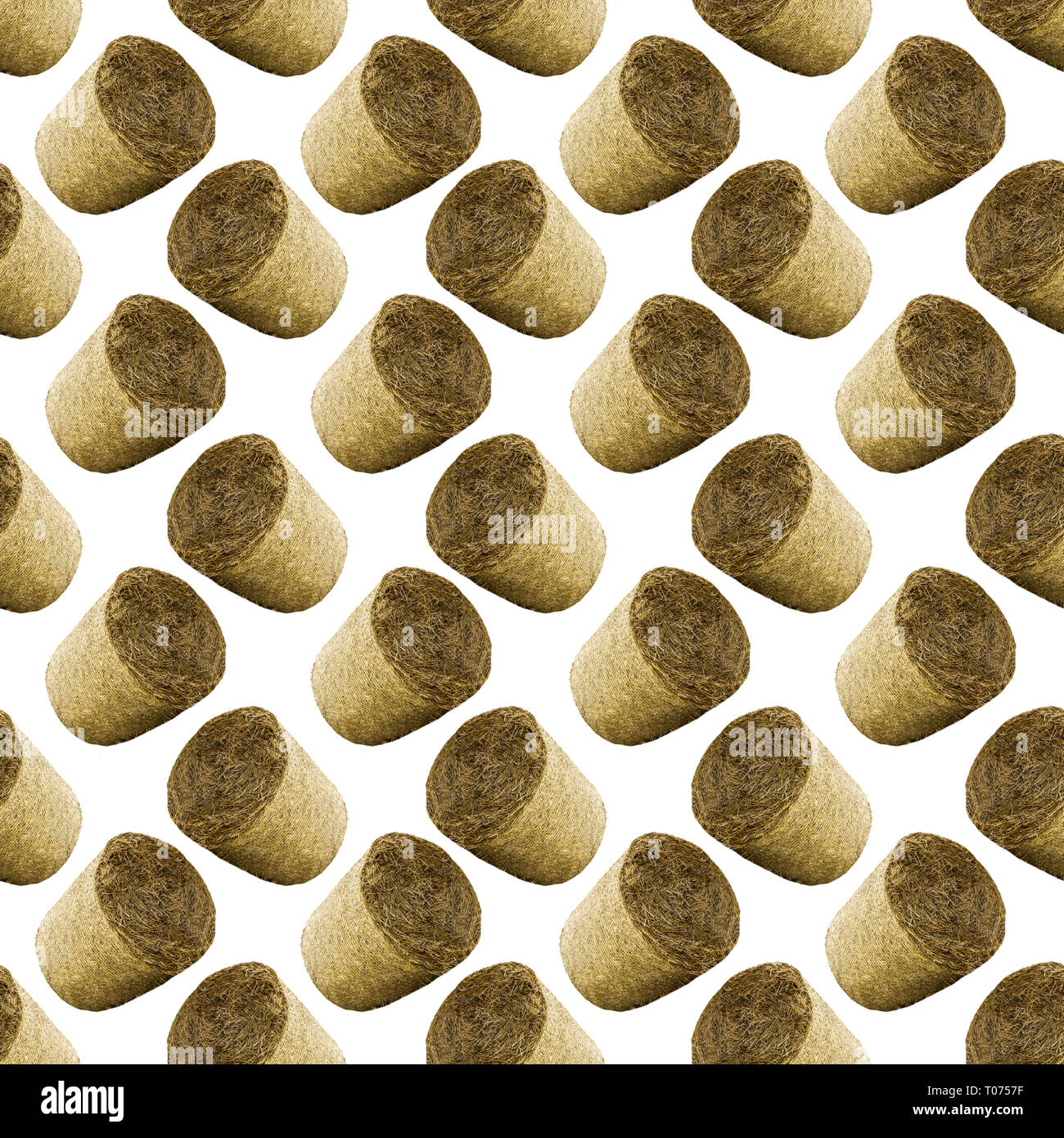 Raster seamless pattern. Bales of straw on a white background. Site ...