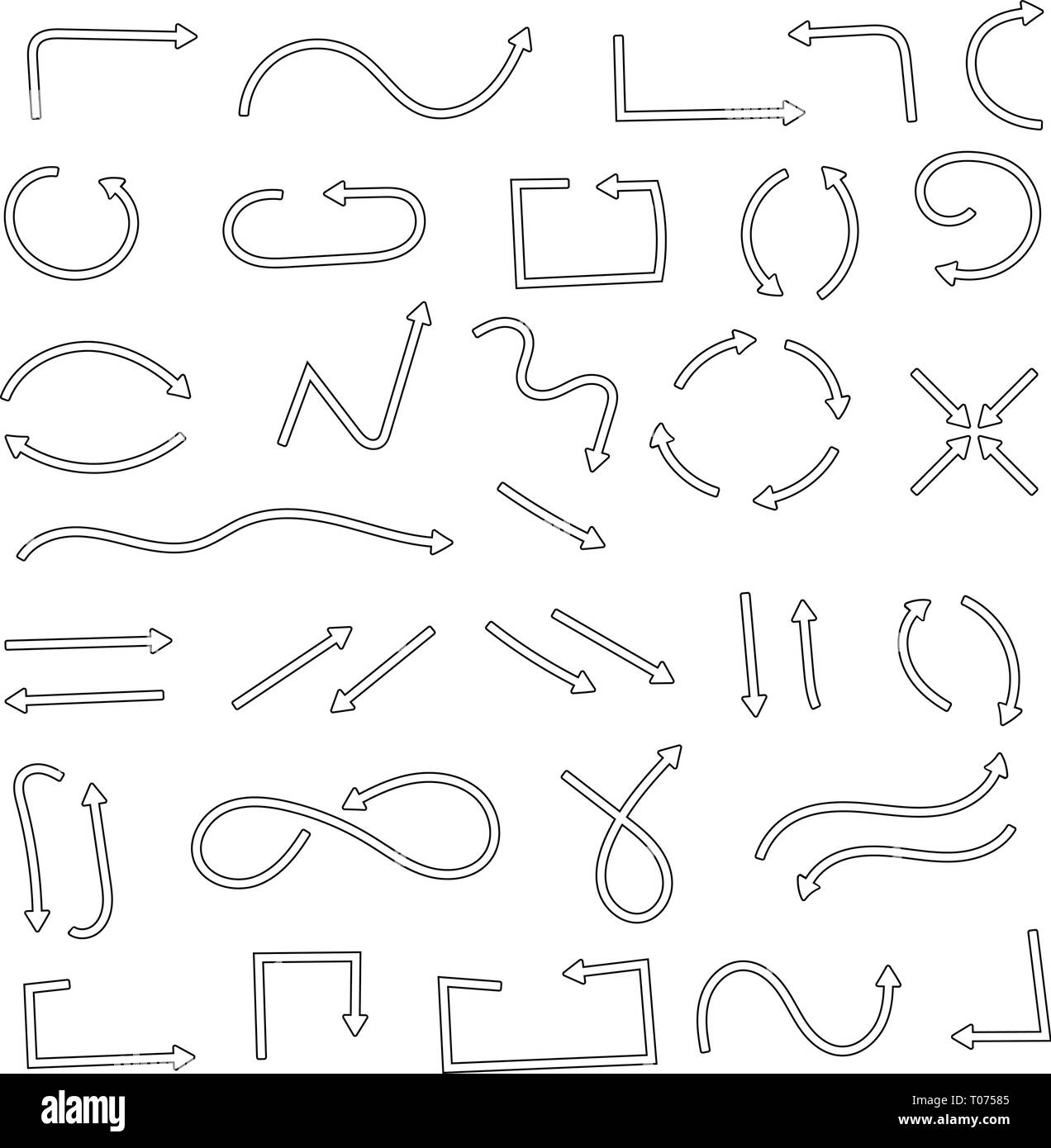Cartoon double lined arrows, Set of symbols Stock Vector Image & Art ...