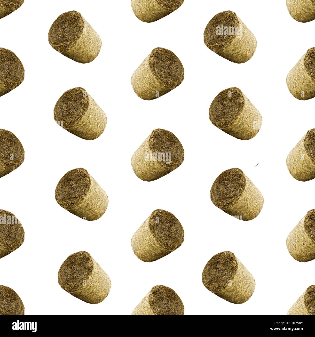Raster seamless pattern. Bales of straw on a white background. Site ...