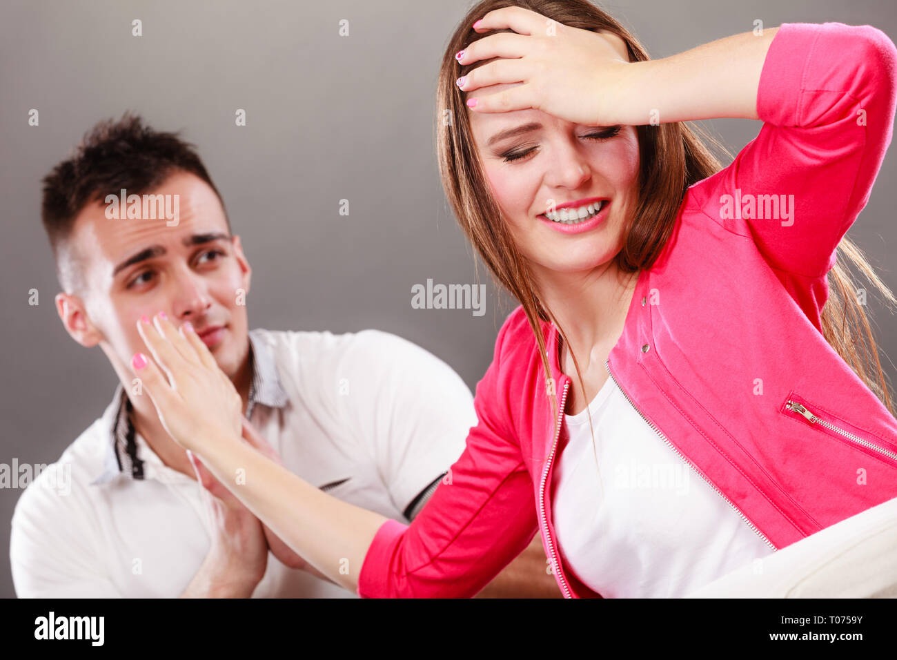 Husband apologizing wife. Upset, angry, mad woman refuses apology ...