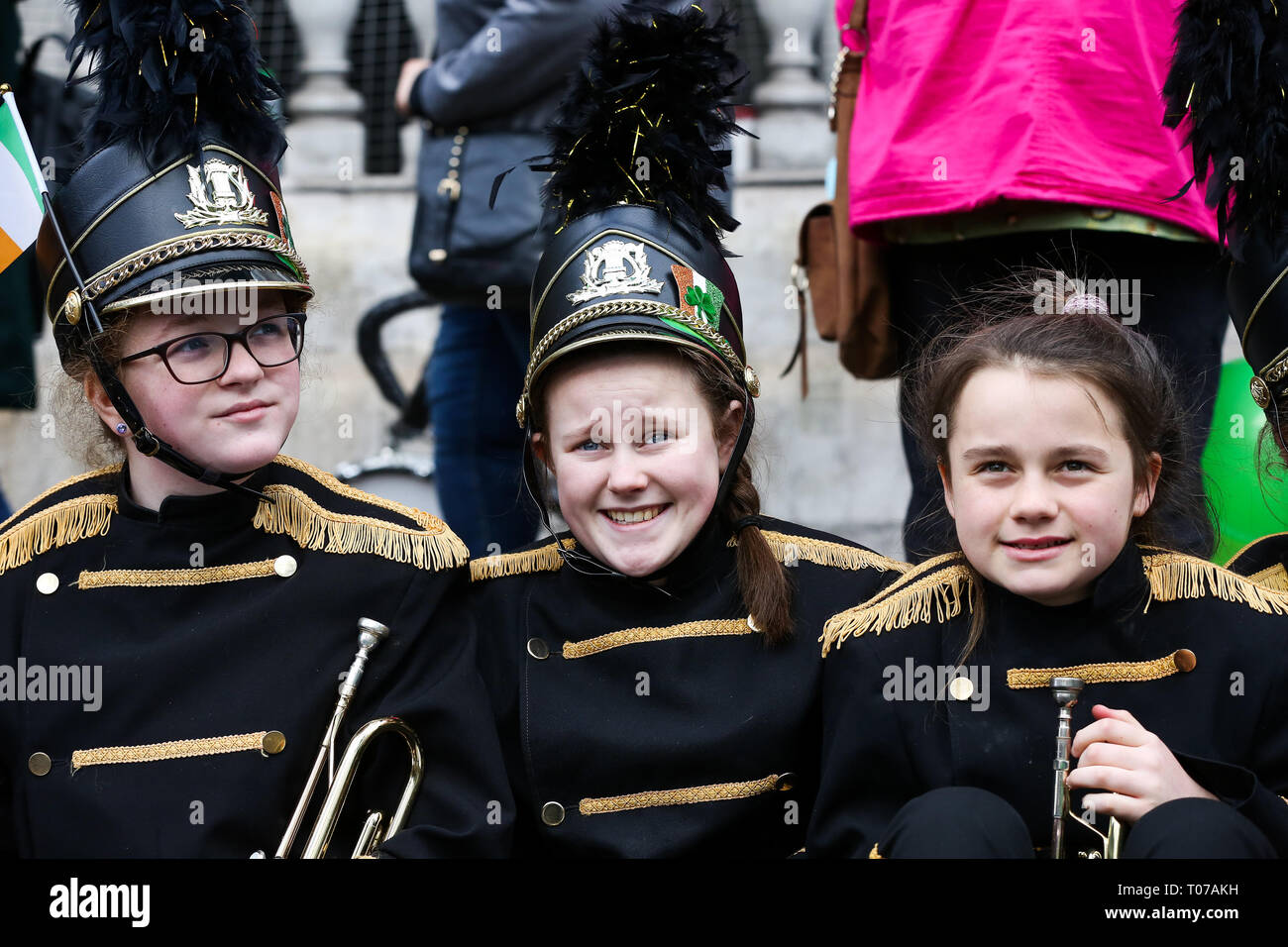 Members of the Irish Marching Band are seen during the St Patrick's Day ...