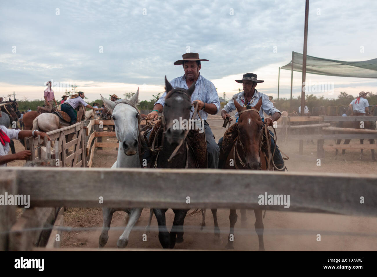 Gauchos (Cowboys) seen riding horses during the "Patria Gaucha" rodeo ...