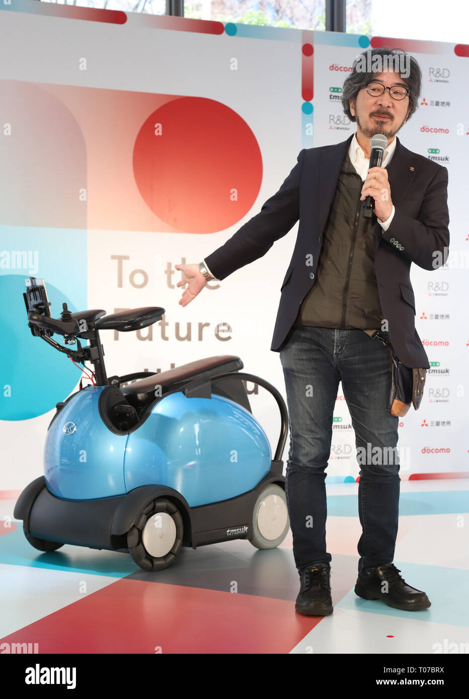 Tokyo, Japan. 18th Mar, 2019. Japanese robot company Tmsuk CEO Yoichi ...