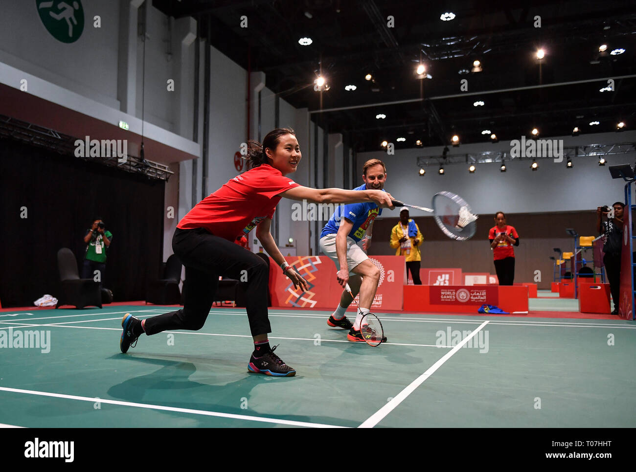 Abu Dhabi, United Arab Emirates. 18th Mar, 2019. Wang Yihan (L) of ...