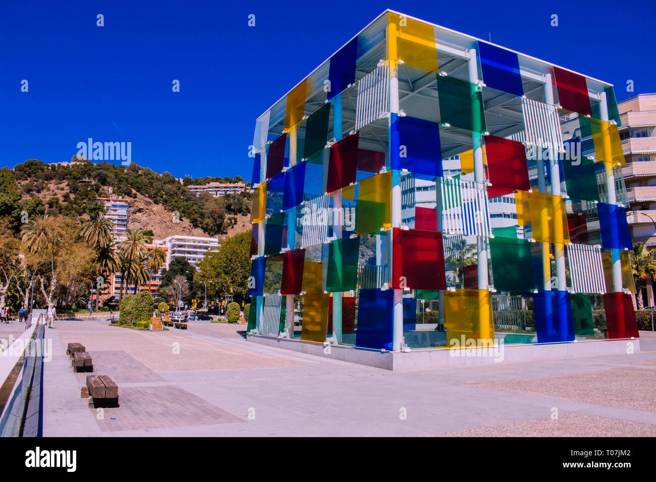 Cube. Multi-colored cube in the center of Malaga. Costa del Sol ...