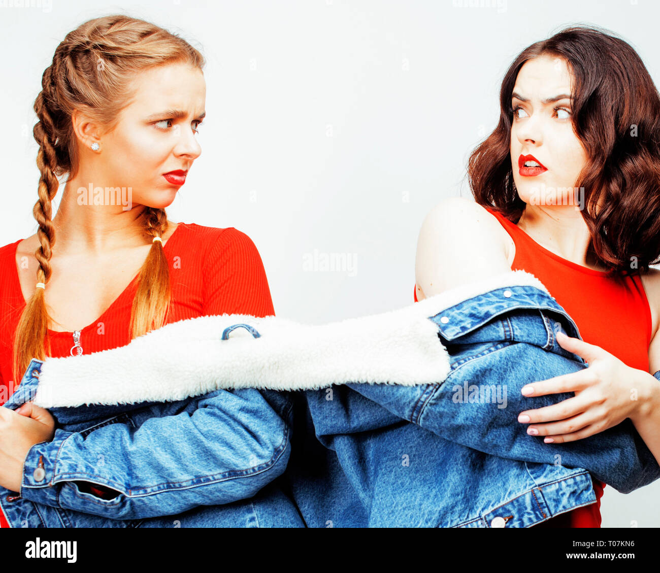 best friends teenage girls together having fun, posing emotional on ...