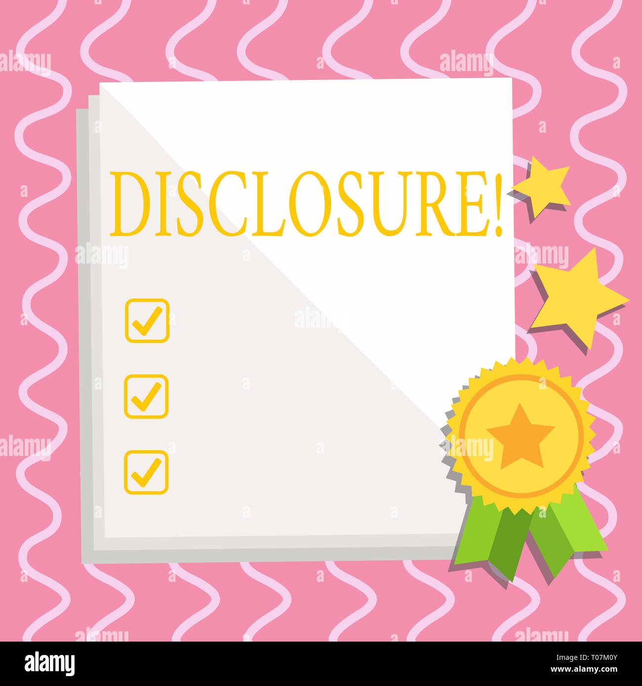 Text sign showing Disclosure. Business photo text The action of making ...