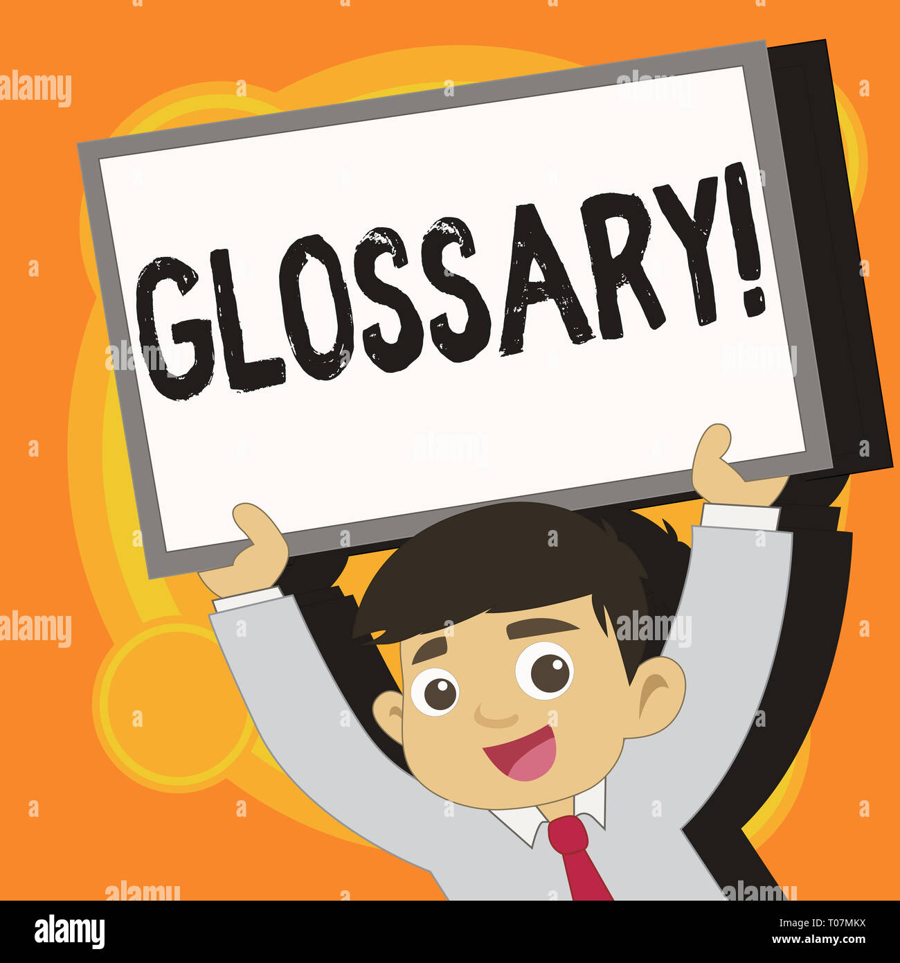 Writing note showing Glossary. Business concept for Alphabetical list of terms with meanings ...
