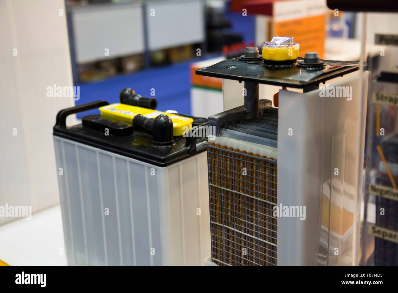 inside or cross section of industrial battery ; detail component parts ...