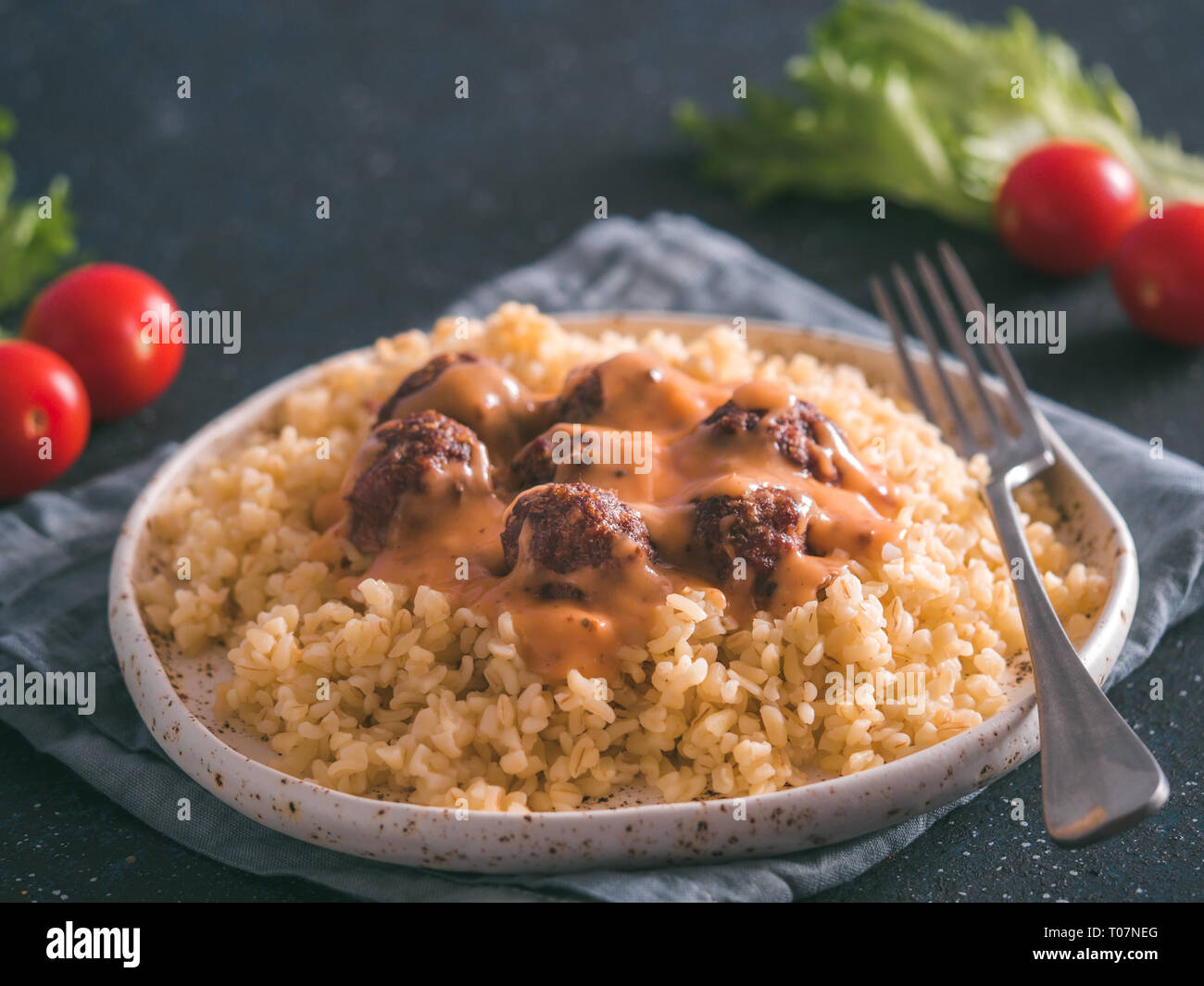 Bulgur dish idea and recipe. Bulgur with homemade roasted beef ...